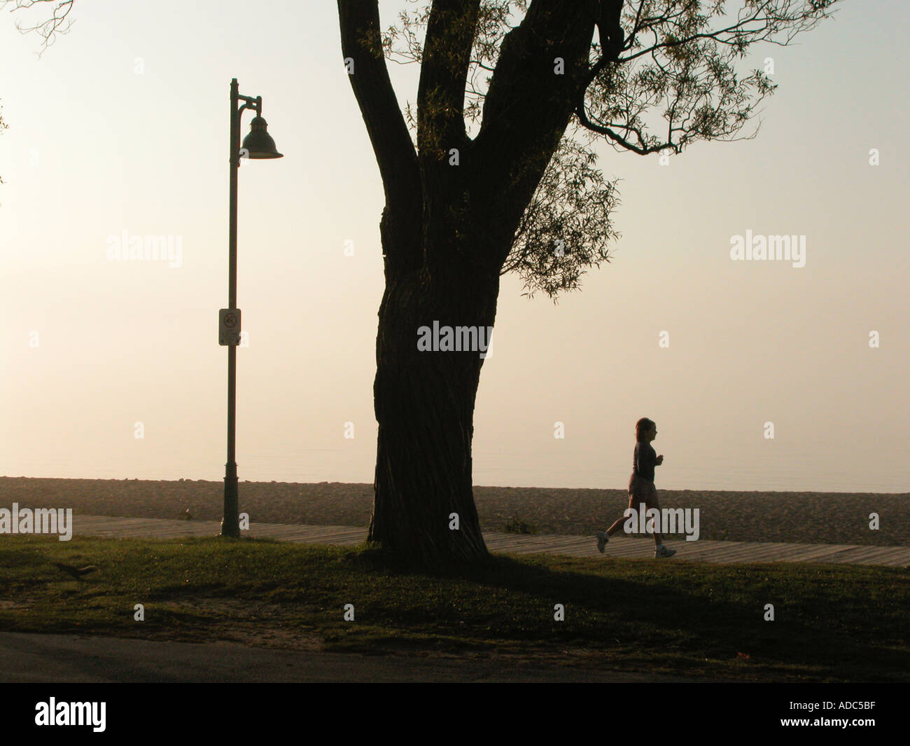 lone runner toronto beaches Stock Photo - Alamy