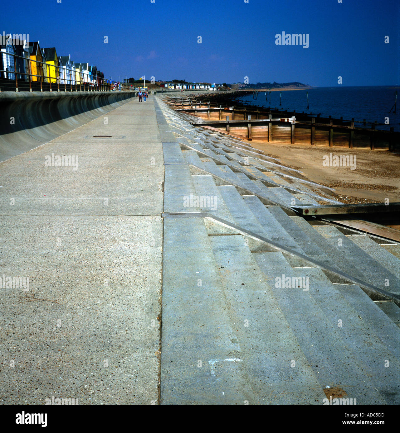Concrete steps and wave return wall used as coastal defence the Dip ...