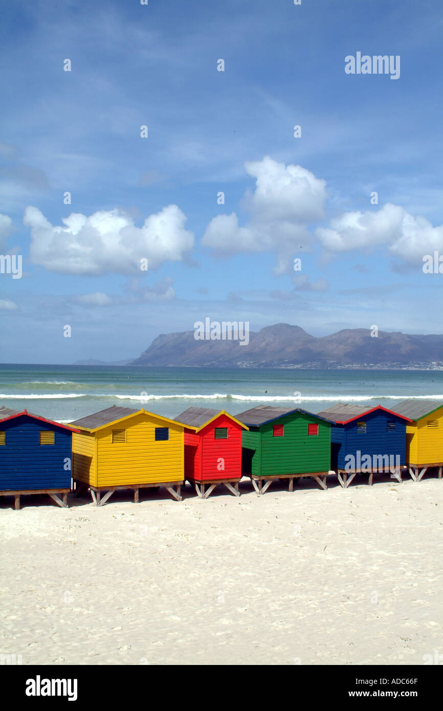 Coloured Beach Huts at Muizenberg near Cape Town South Africa RSA False ...
