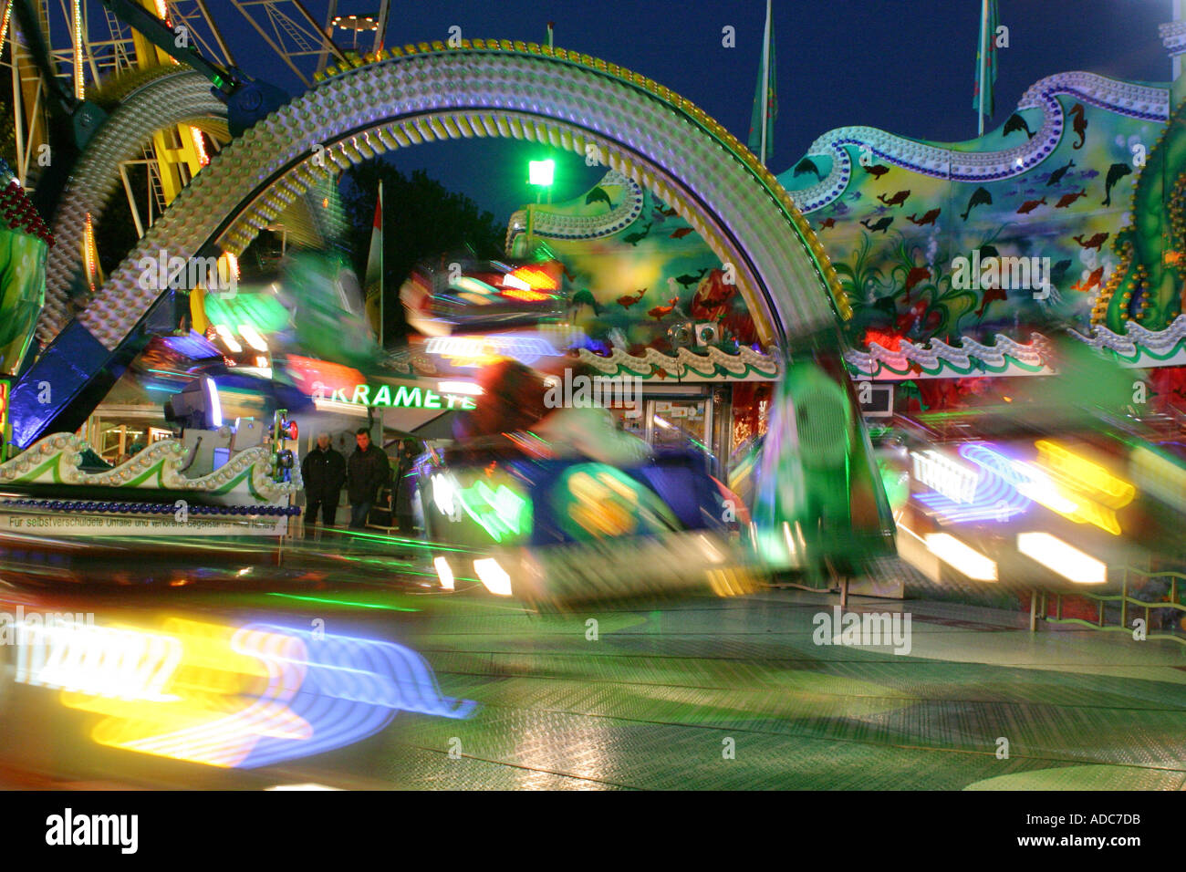 Fairground Excitement Movement Energy Night Neon Lights Dramatic Speed ...