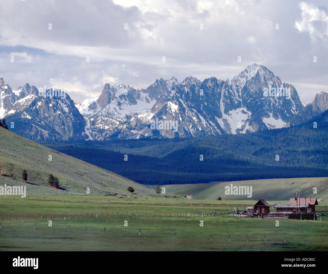 Sawtooth National Recreation Area of Idaho showing ranch buildings with ...