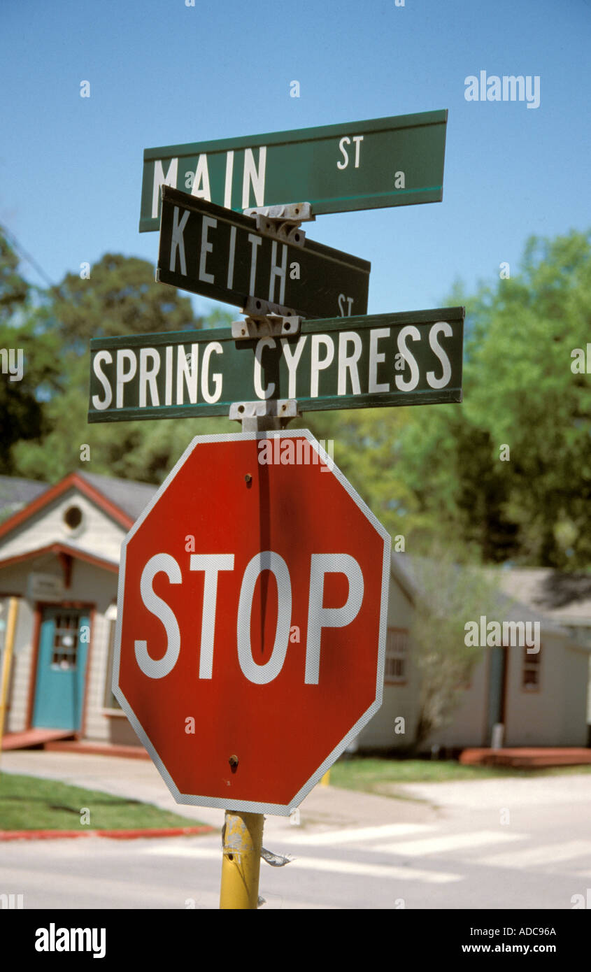 Old Town Spring Texas USA Road Sign Stock Photo - Alamy