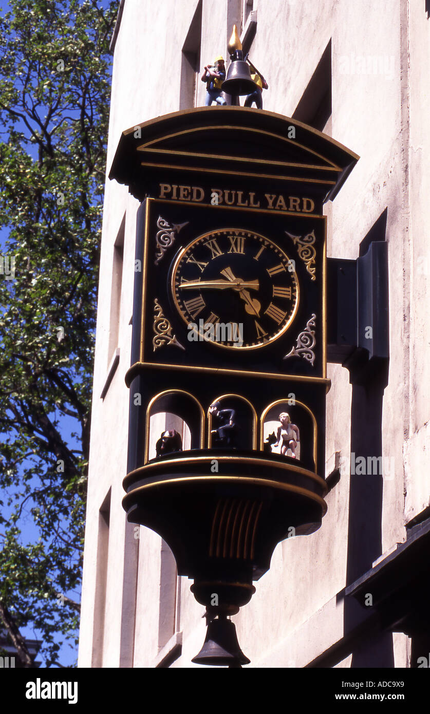 Clock, Pied Bull Yard, Bloomsbury, London Stock Photo - Alamy