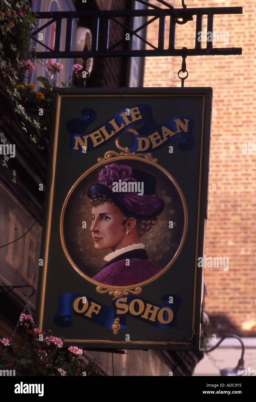 Nellie Dean of Soho pub sign, Dean Street, London Stock Photo - Alamy