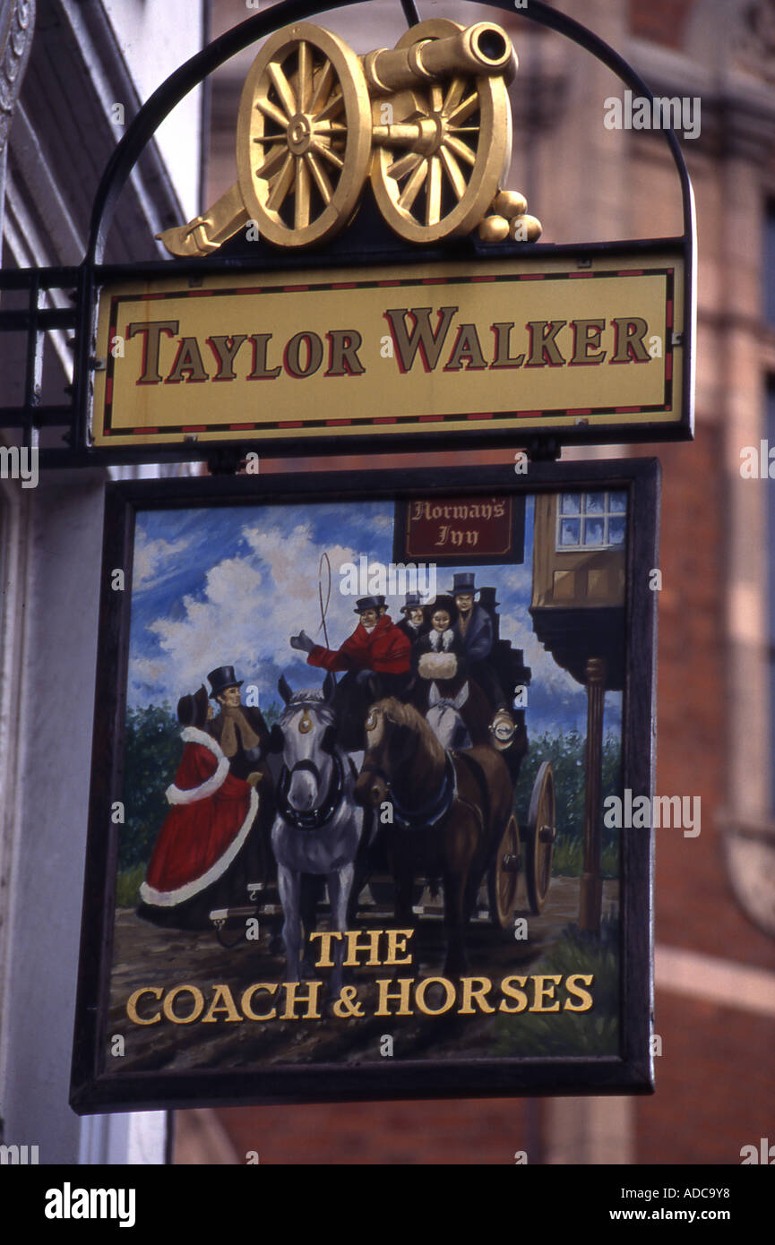 Coach and Horses pub sign, Greek Street, London Stock Photo - Alamy
