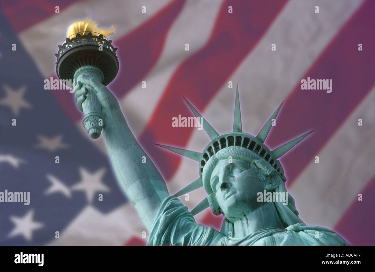 Statue of Liberty & American Flag, New York, NY USA Stock Photo - Alamy