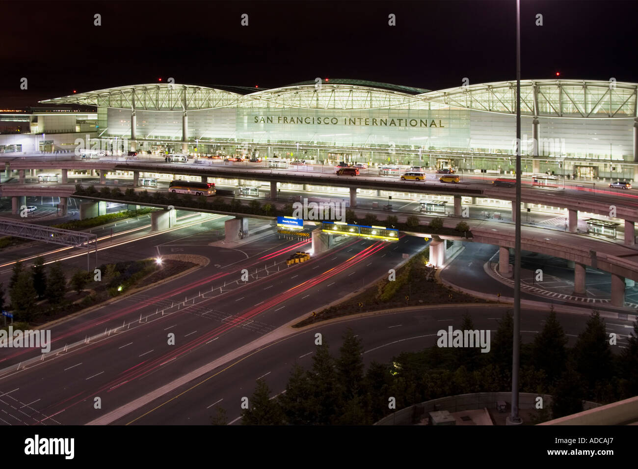International Terminal building at night San Francisco International ...