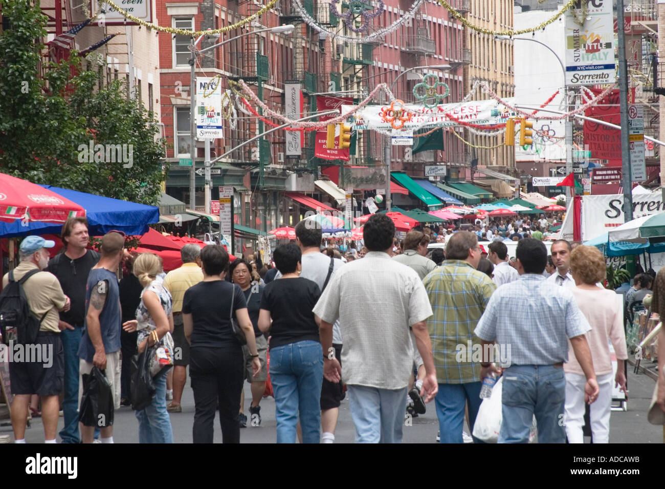 Crowds of people in Little Italy Lower Manhattan New York City New York ...