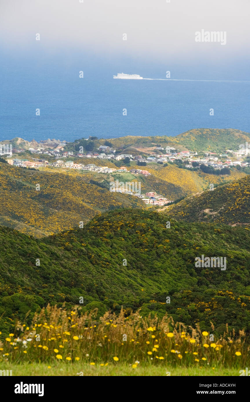 New Zealand North Island Wellington Panoramic View of the Cook Straits ...