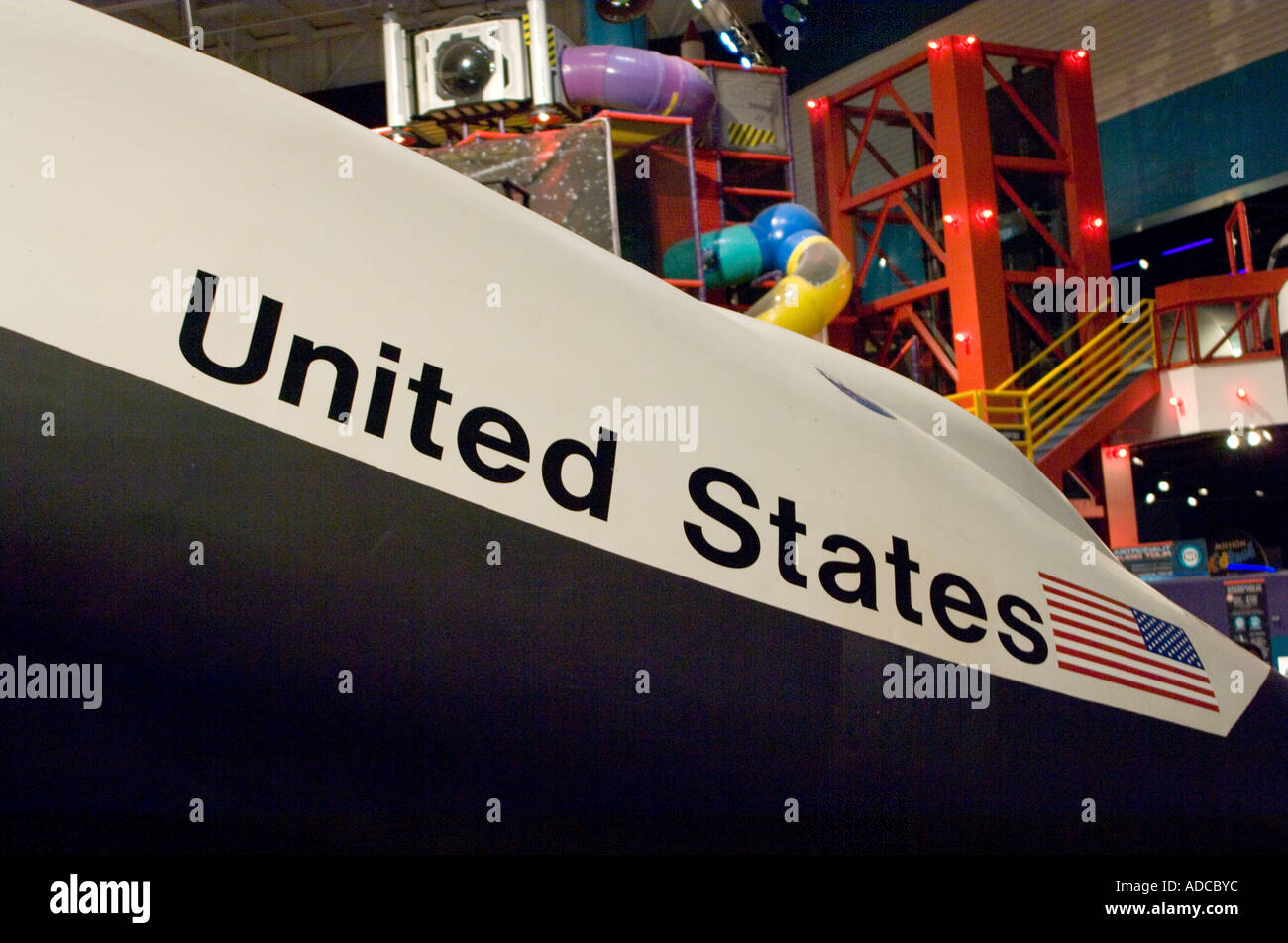 Tight Shot of "United States" and Flag as Seen on Side of Space Shuttle ...
