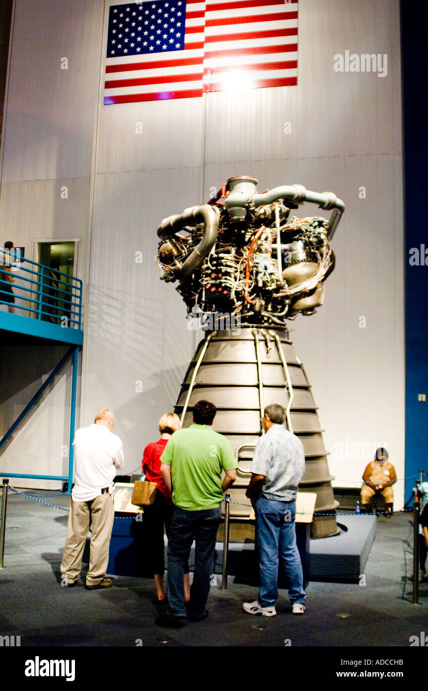 Tourists Looking at a Rocket Booster for the Space Shuttle at NASA in ...