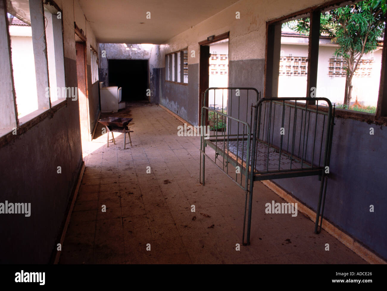 Hallway in a looted hospital in the town of Zwedru Liberia Stock Photo ...