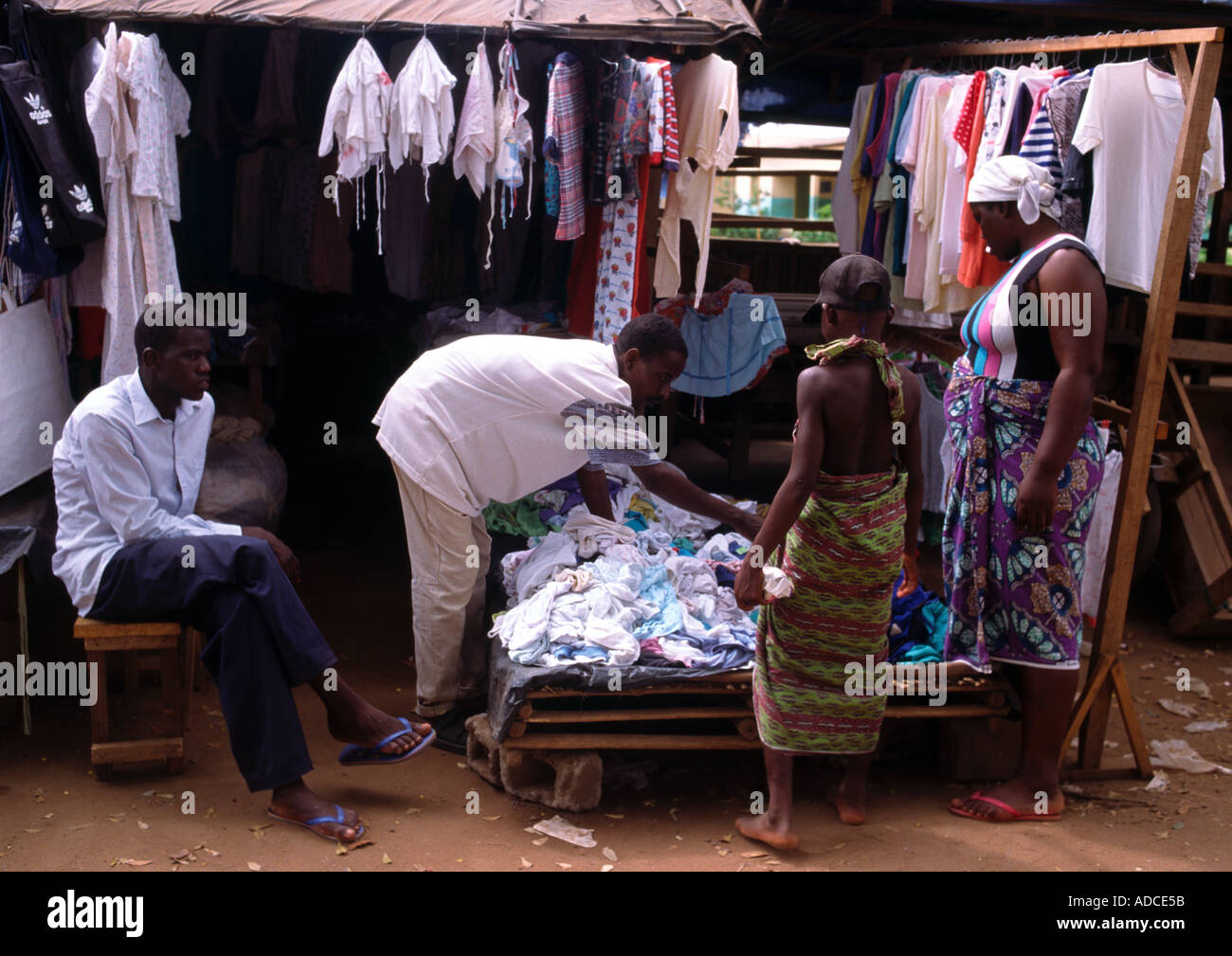 Clothing store, outdoor market stall, Ivory Coast Stock Photo - Alamy
