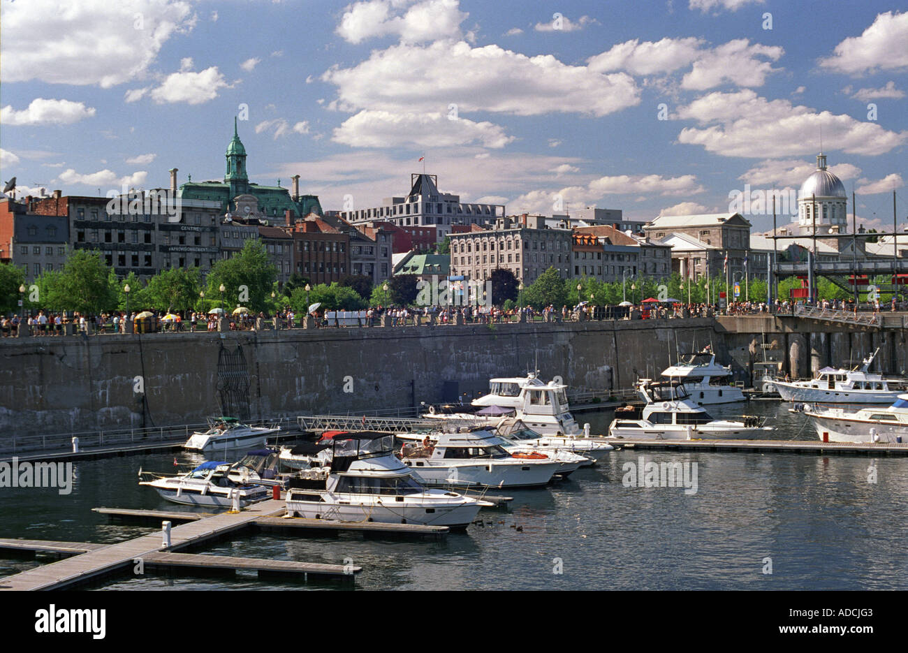 Boats in harbor at Port of Old Montreal Canada Stock Photo - Alamy