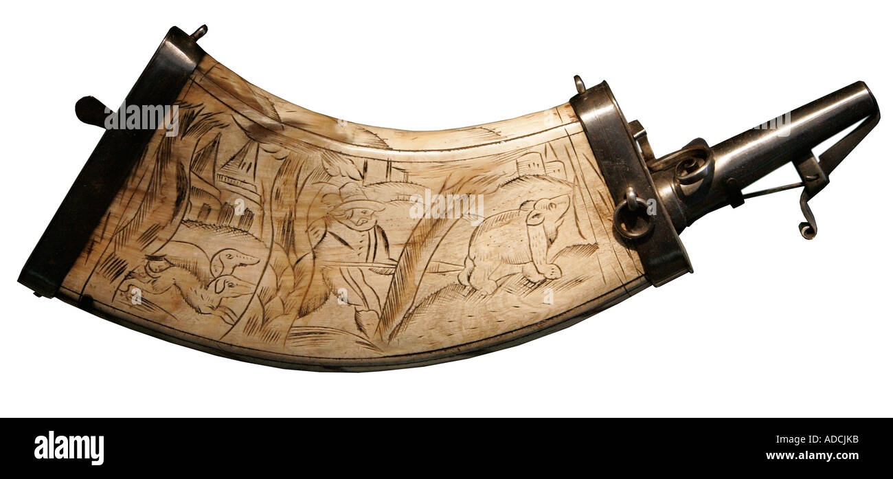 Powder flask powder horn 16th century Rifle expensive decoration posh ...