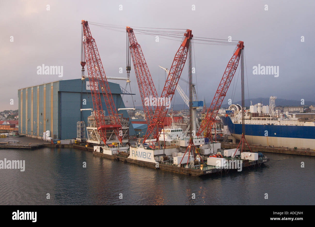 Multipurpose sea going heavy lift vessel Rambiz with ship building shed ...