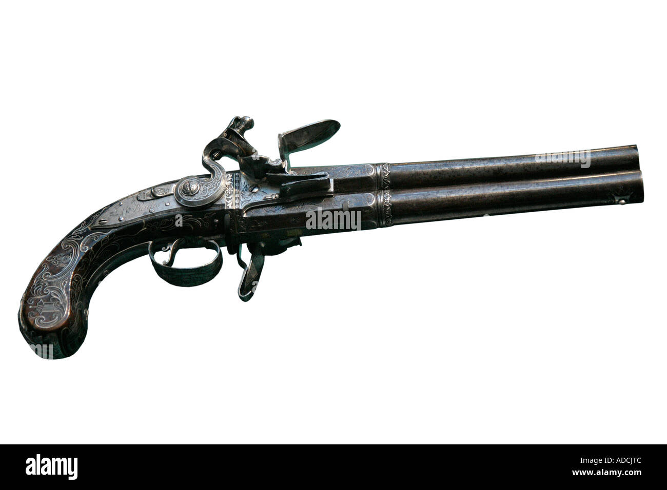 antique old fashioned pistol armory firearm trigger shoot white ...