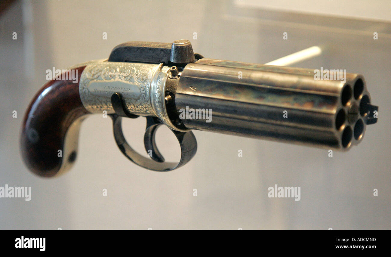 antique old fashioned pistol armory firearm trigger shoot white ...