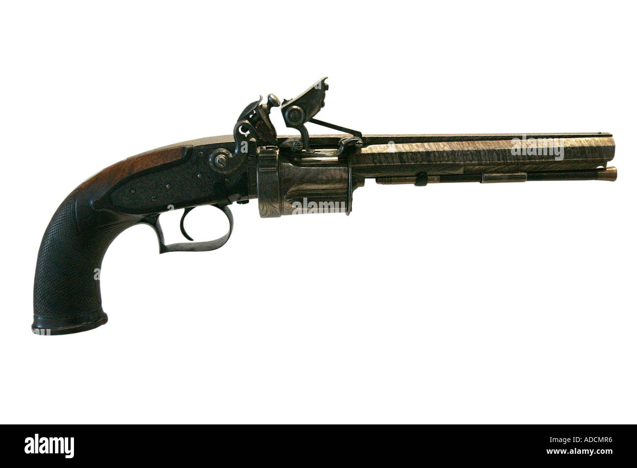 antique old fashioned pistol armory firearm trigger shoot white ...