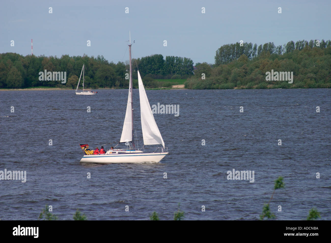 Sailing ship on the Elbe river germany Stock Photo - Alamy