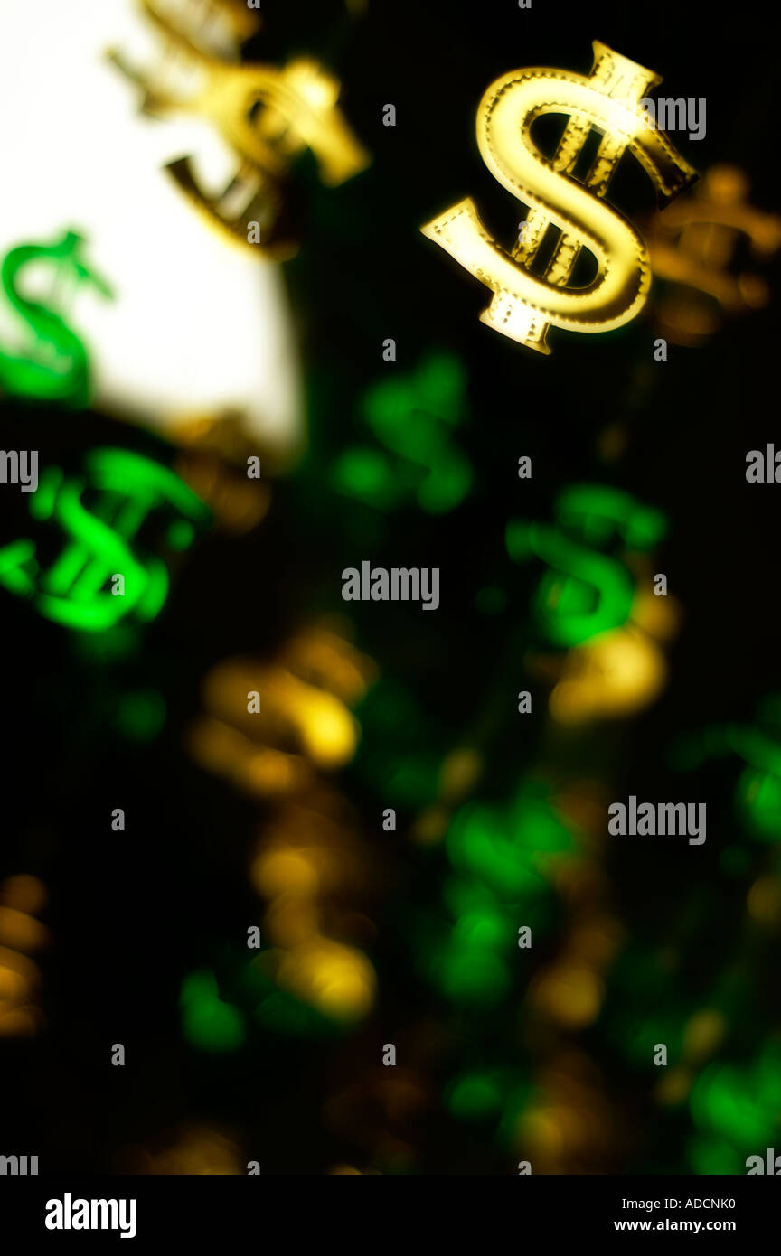 Green and golden dollar signs Stock Photo - Alamy