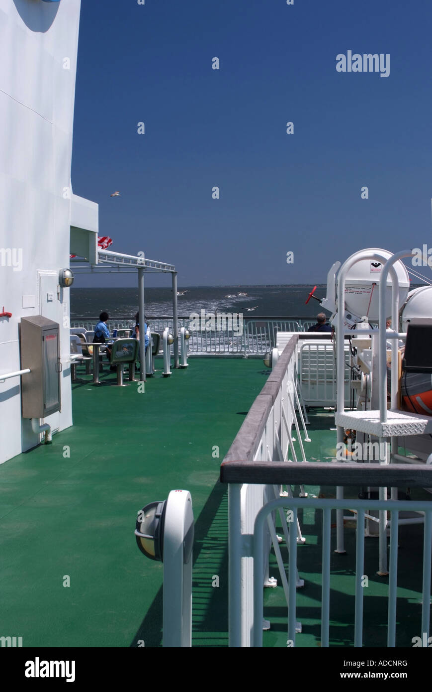 The Stern Deck of Passenger Car Ferry Twin Capes in Delaware Bay near ...