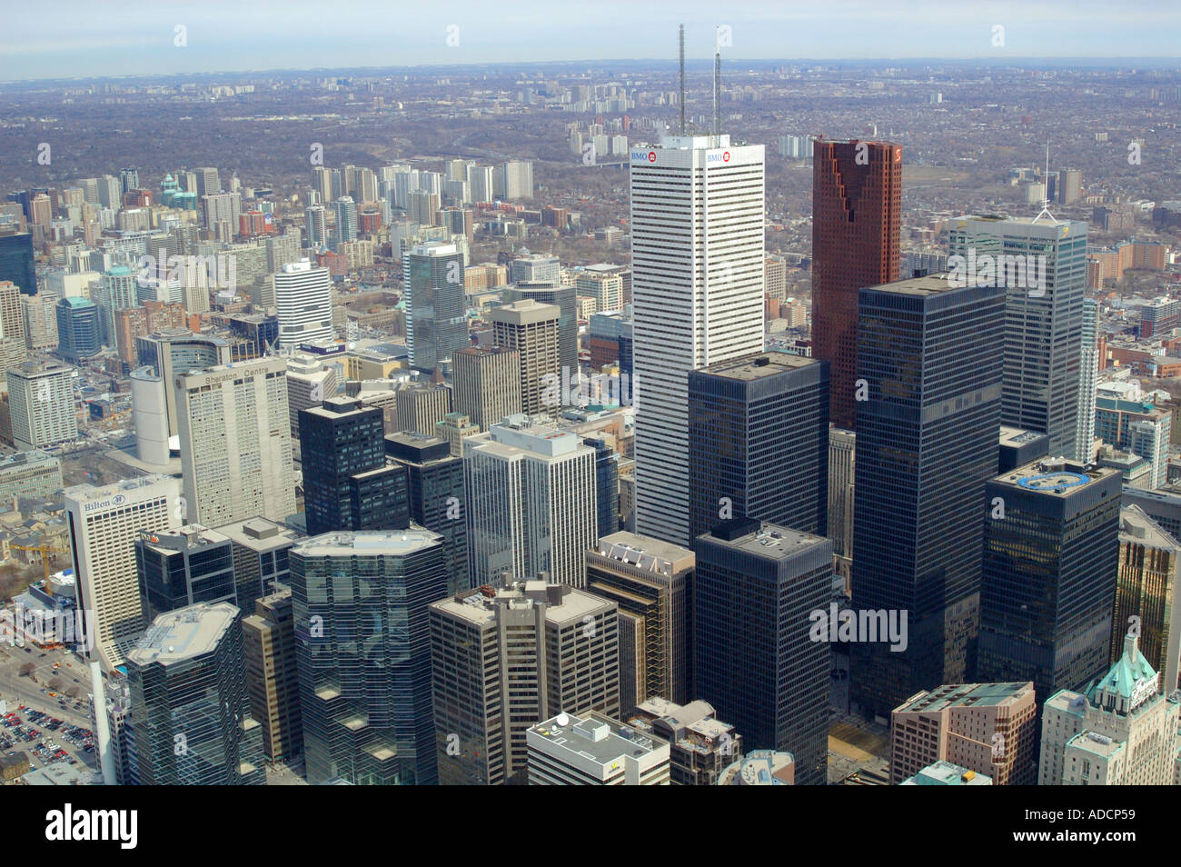 Aerial view of downtown Toronto Canada from the top of the CN Tower ...