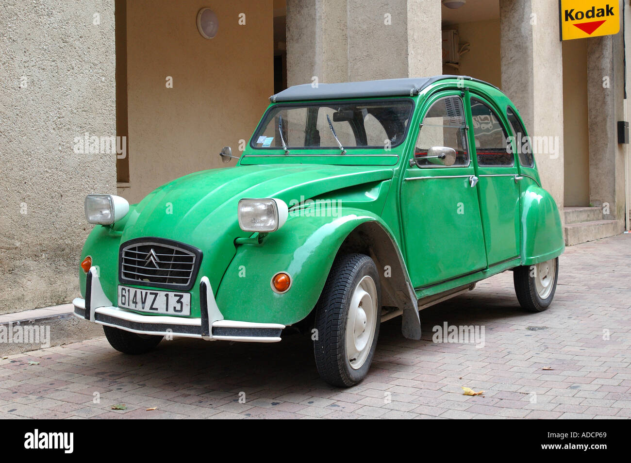 French Citroen 2CV car parked on the street near a shop in France Stock ...