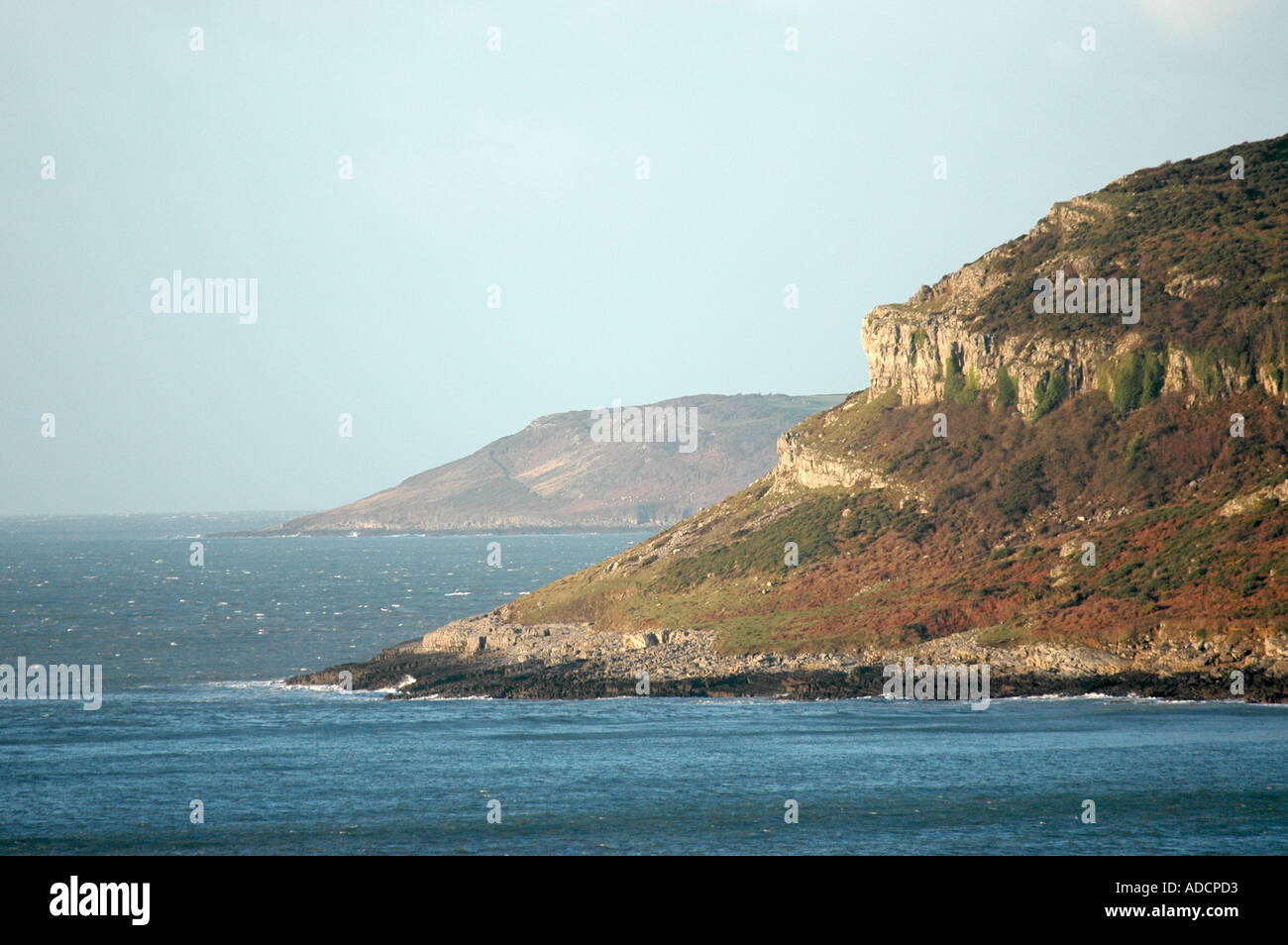 The cliffs at Pwll Du point on Gower on a Sunny Morning Stock Photo - Alamy