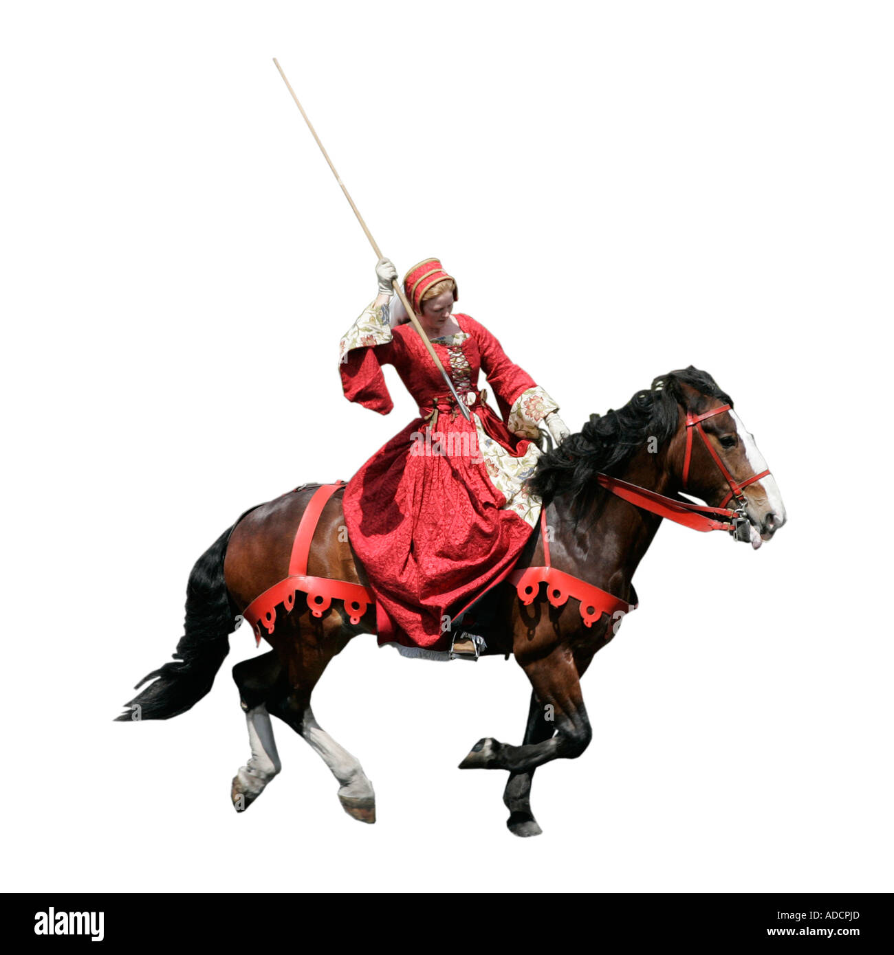 Medieval knight galloping his horse trooper action cavalryman horseman ...