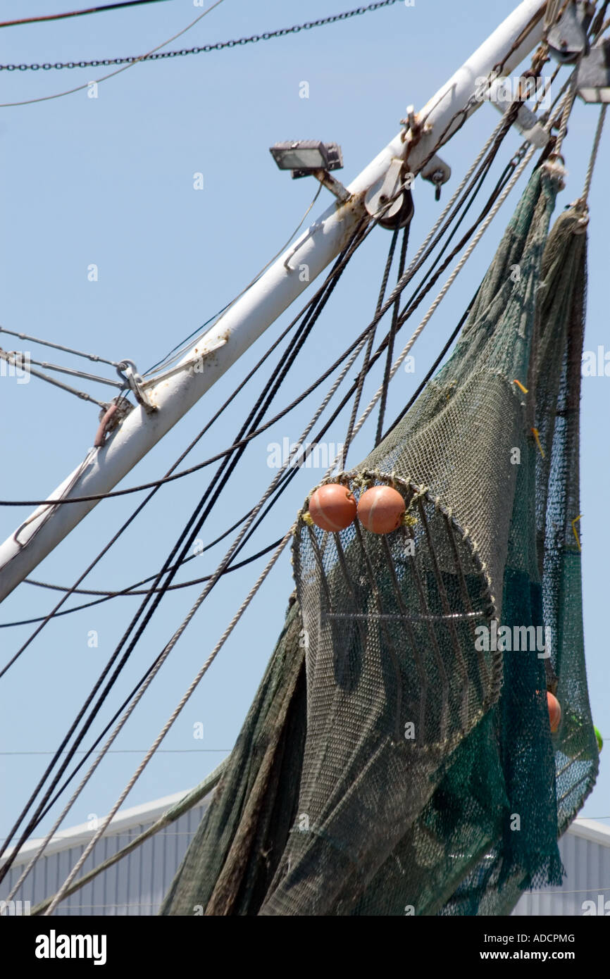 Fishing nets Draped from a Shrimp Boat Stock Photo - Alamy