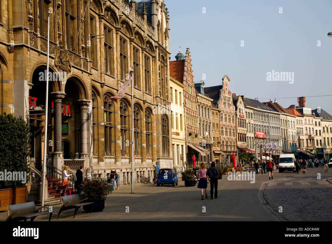 Shopping street in downtown center of Gent, Ghent, Belgium, Europe ...