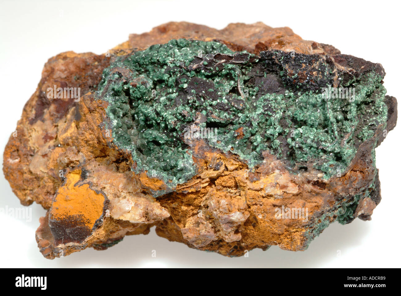Mineral Chalcosiderite, Dark olive crystals on iron gossan, Wheal ...