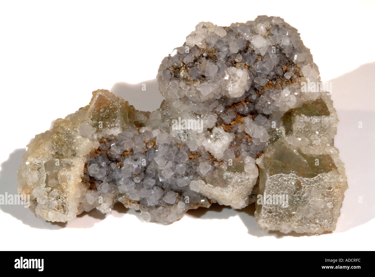 Mineral Fluorite, apple green covered in small quartz crystals, West ...