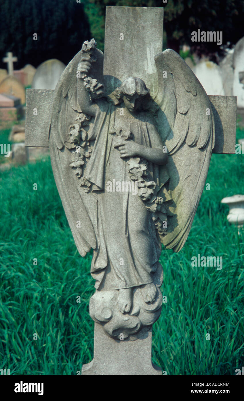 Memorial with angel and cross hi-res stock photography and images - Alamy