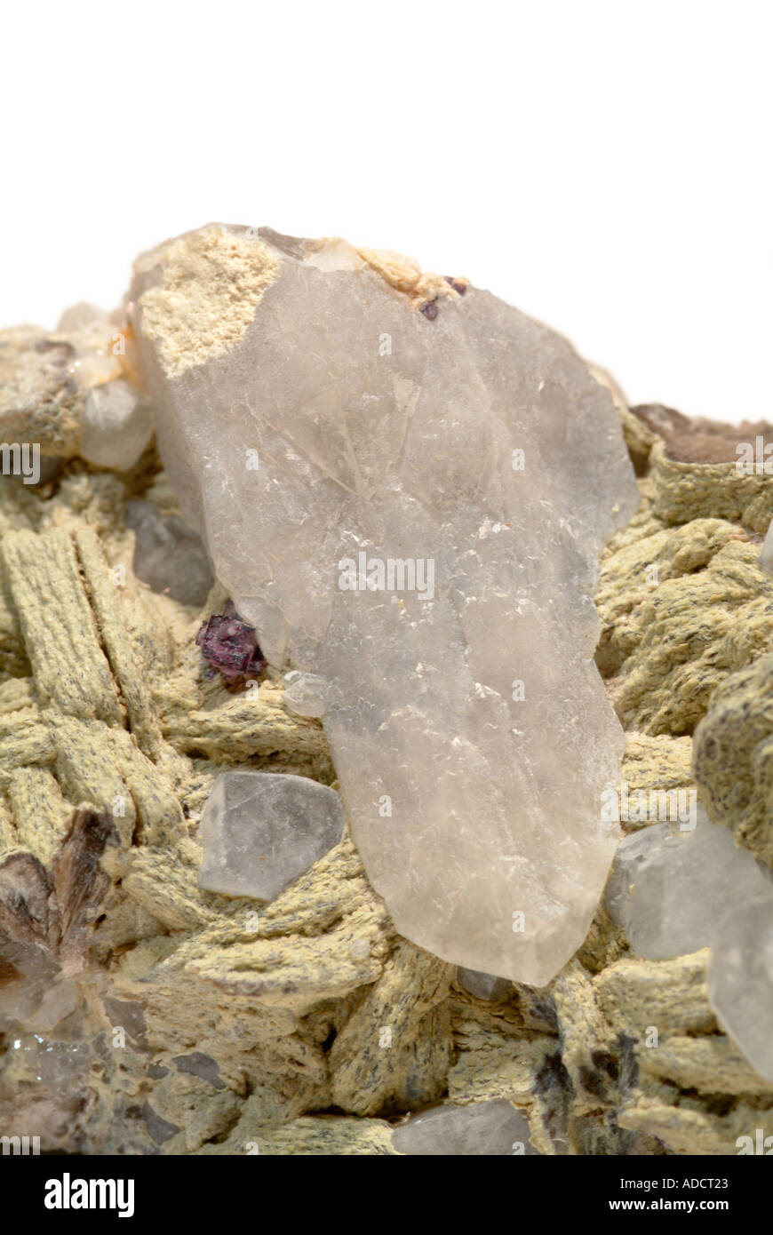 Mineral Topaz, White-blue topaz crystals studded in mica plates ...