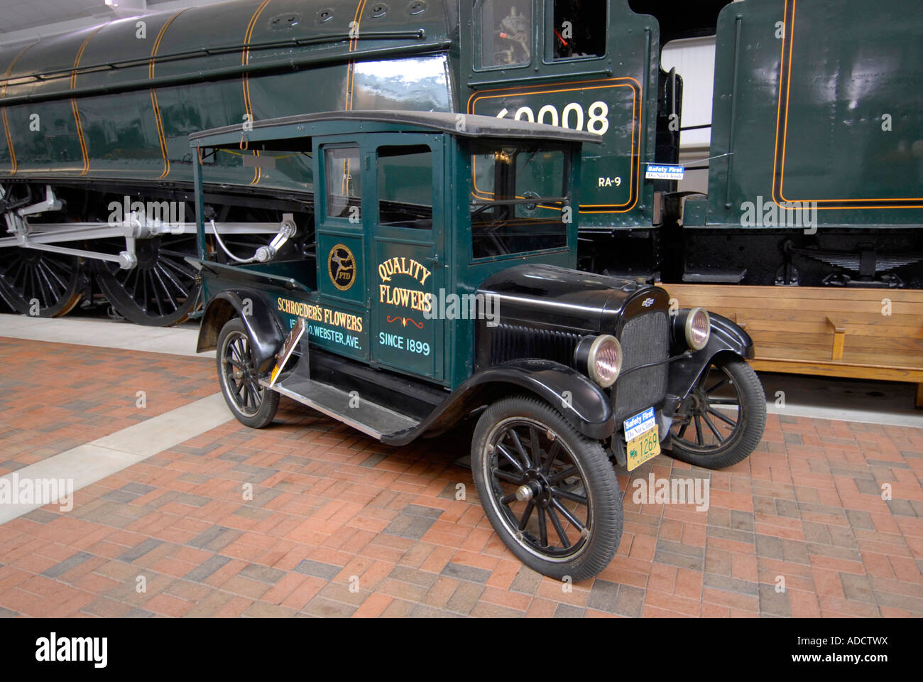 Historic antique delivery trucks at the National Railroad Museum at ...