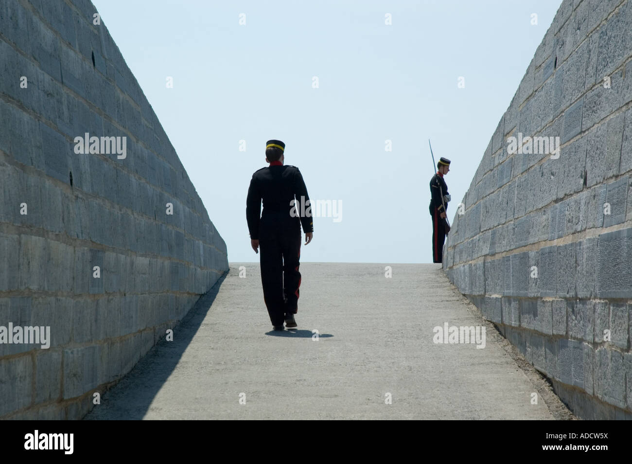 Soldiers walking up ramp from main gate Fort Henry Stock Photo - Alamy