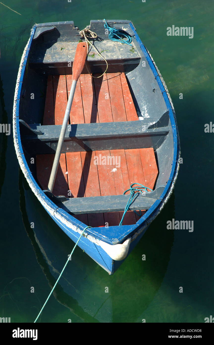 rowing boat moored at Mevagissey Cornwall Stock Photo - Alamy