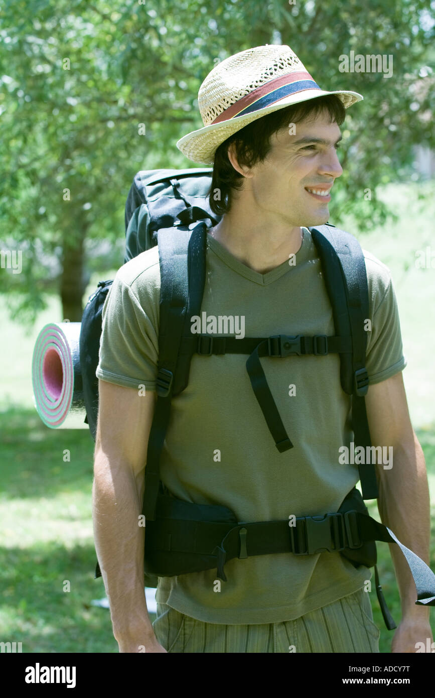 Young male hiker, smiling Stock Photo - Alamy