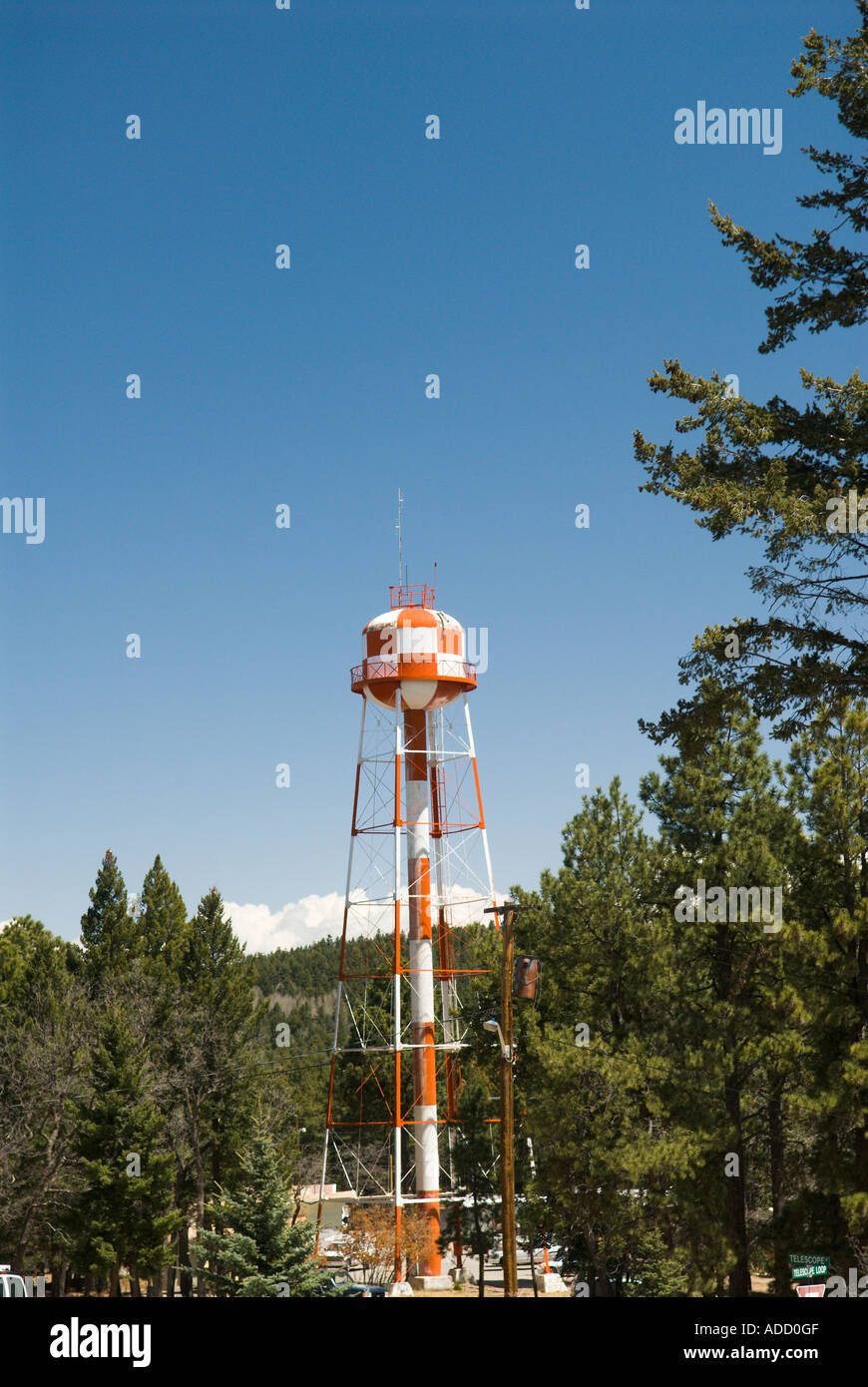 Orange and white checkered watertower at the National Solar Observatory ...
