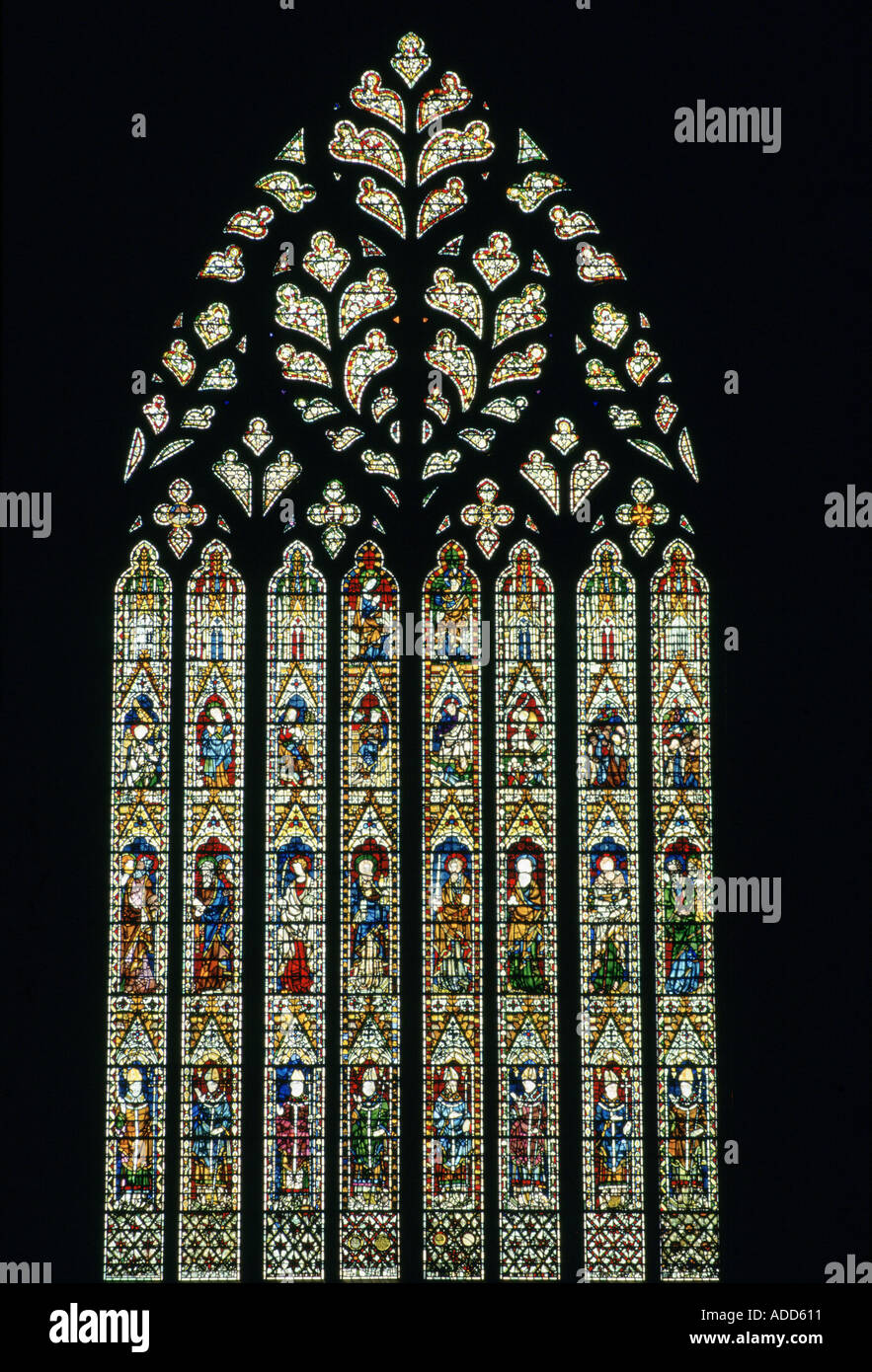 Stained glass window at York Minster Cathedral York Northern England ...