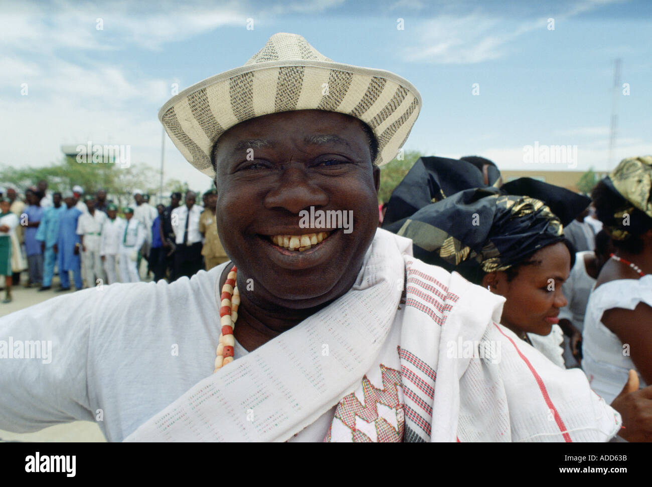 Happy smiling Nigerian man waiting for friends at Maiduguri Airport in ...
