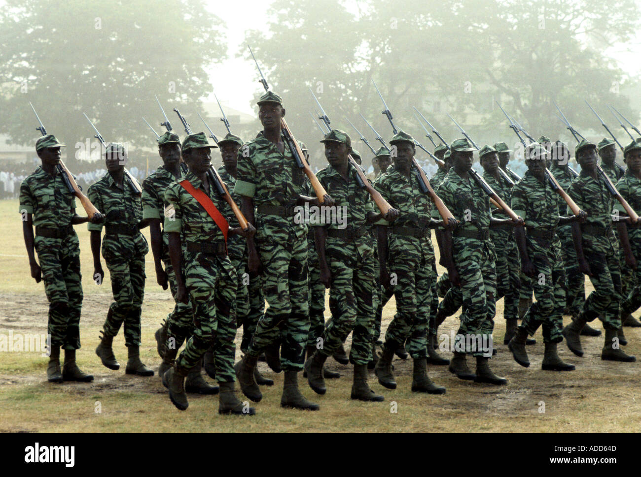 Tallest soldier among others carrying rifles marching in Independence ...