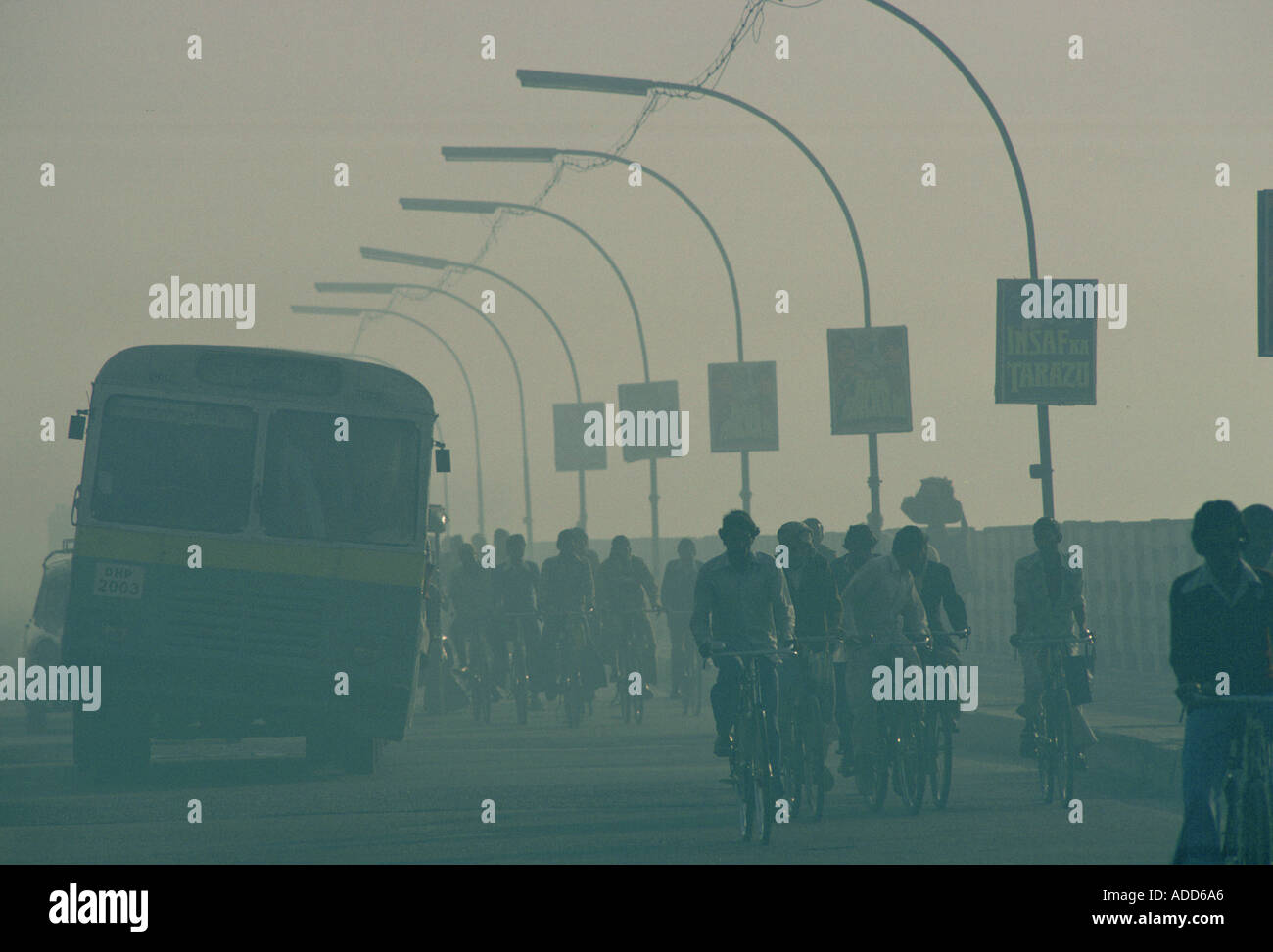 Early morning rush hour in the streets of Delhi India Commuters on ...