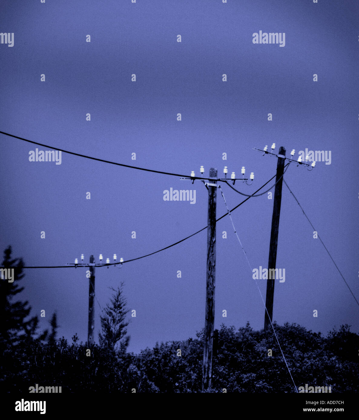 Power lines with two poles hi-res stock photography and images - Alamy