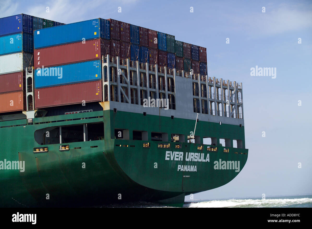 stern of the container ship Ever Ursula in the thames estuary Stock ...