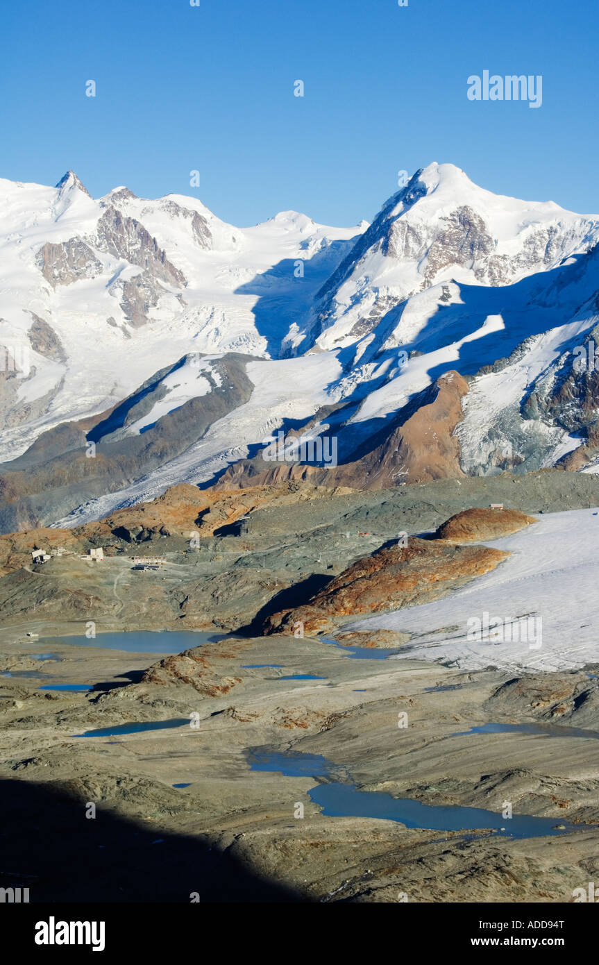 Switzerland The Valais Zermatt Alpine Resort Snow Capped Mountain ...