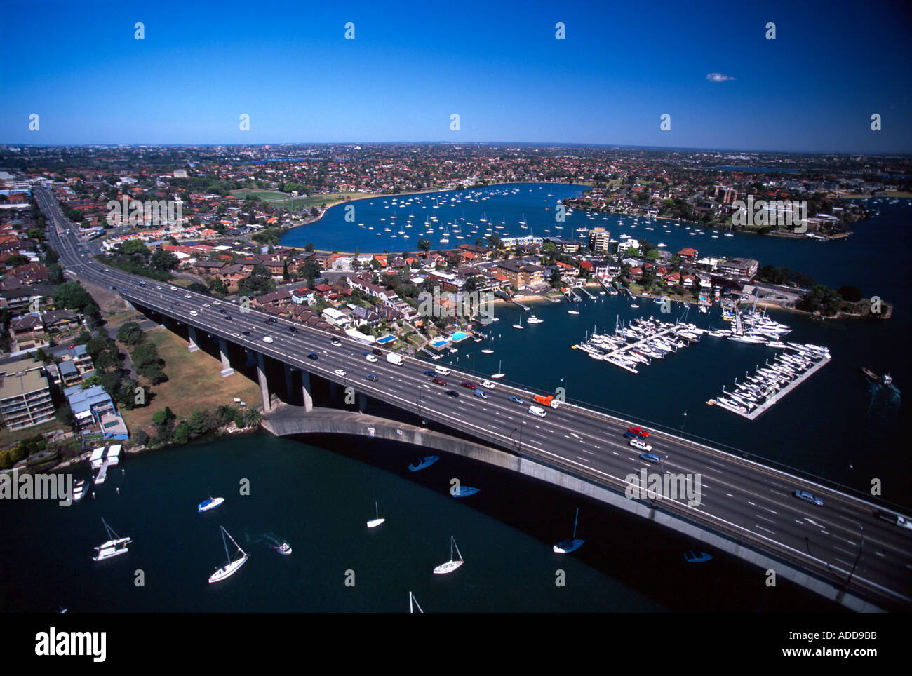 Gladesville Bridge Parramatta River Sydney Australia aerial Stock Photo ...