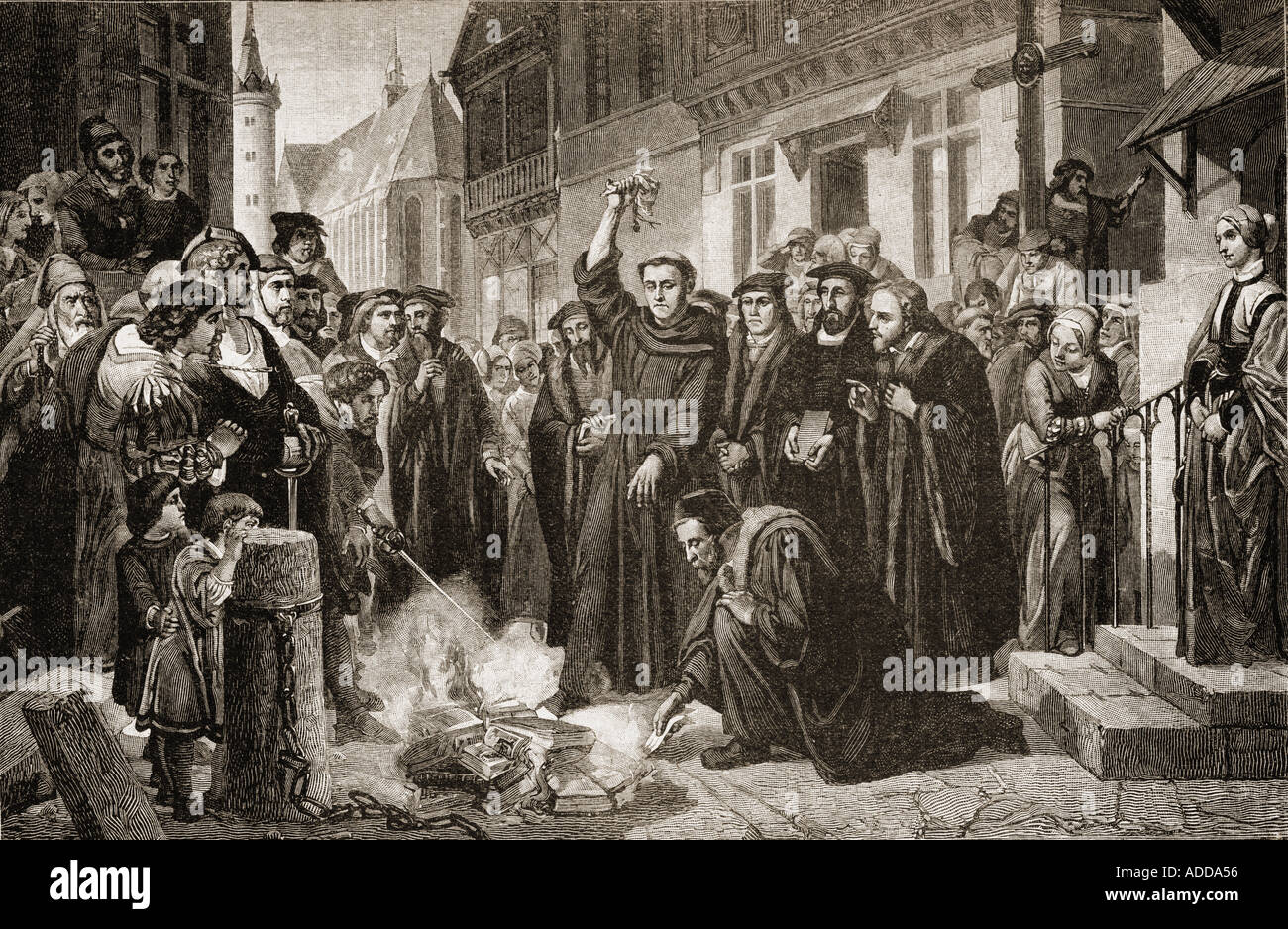 Martin Luther burning the Papal Bull. Martin Luther,1483 -1546. German ...
